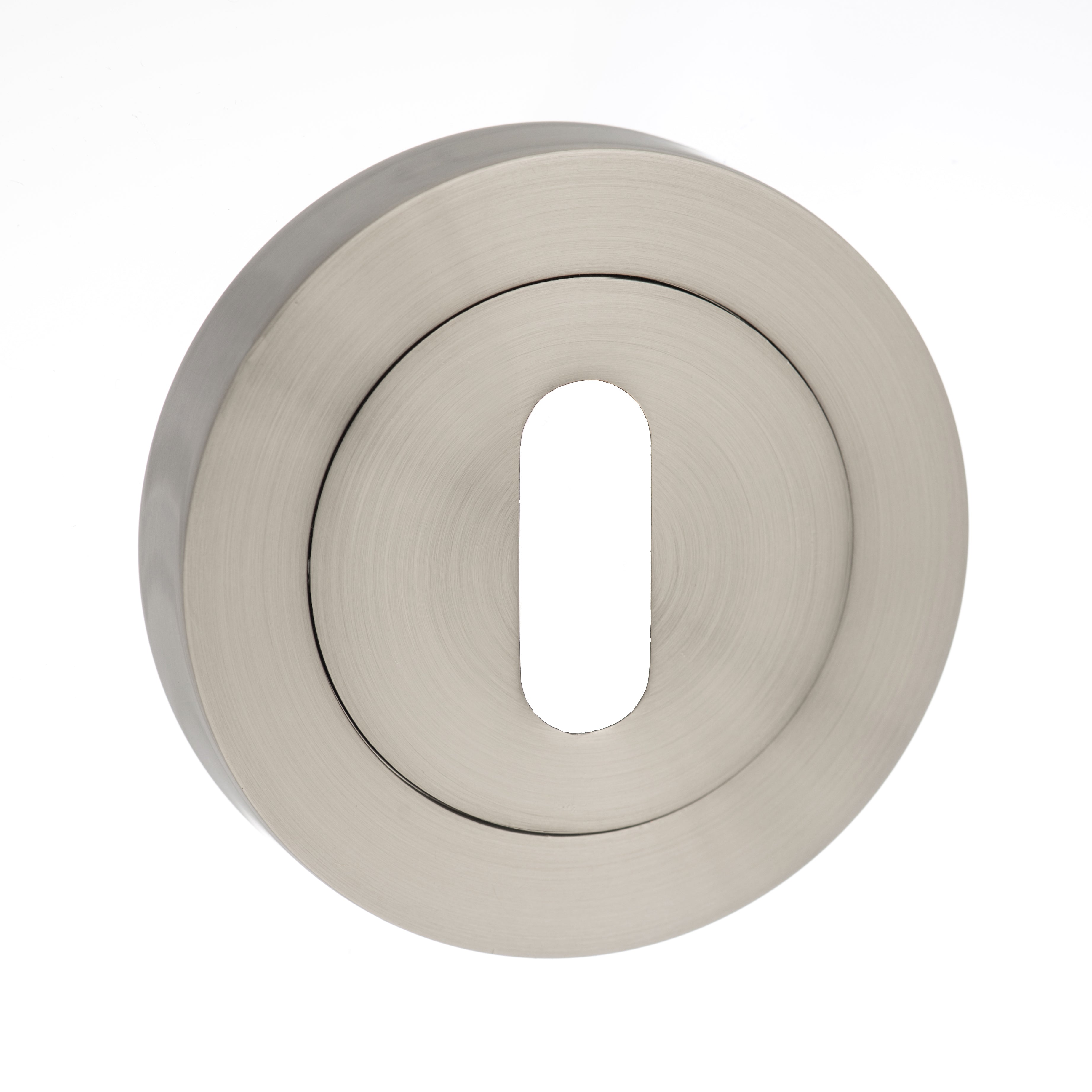 Atlantic Key Escutcheon on Round Rose - Satin Nickel