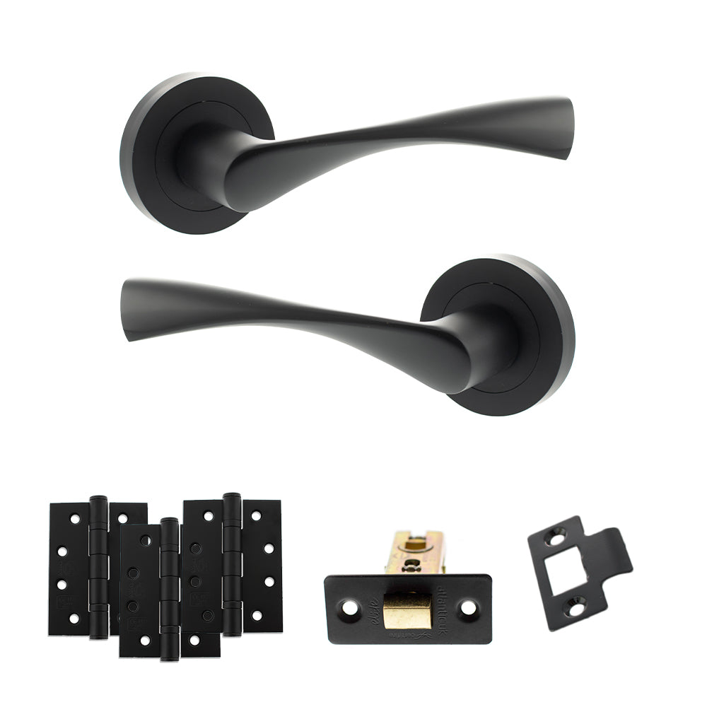 Eco Aqua Door Handle Pack (Latch Set - 2.5" CE Latch, 4" Fire Rated Hi