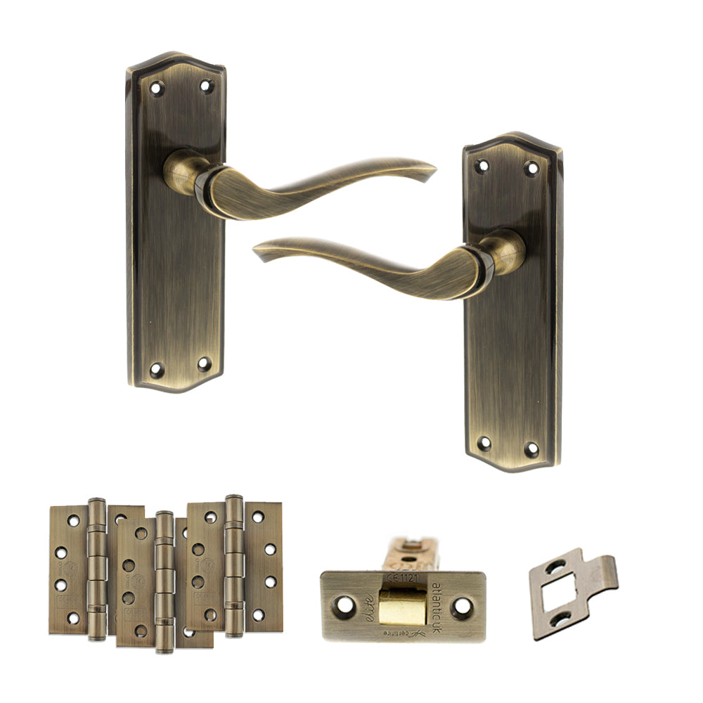 Old English Warwick Door Handle Pack (Latch Set - 3" CE Latch, 4" Fire