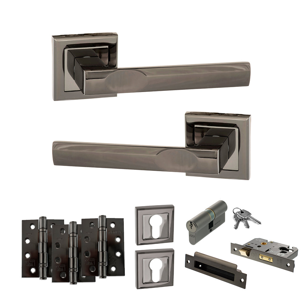 STATUS Kansas Door Handle Pack (Euro Lock Set - 3" CE Sashlock, 4" Fir