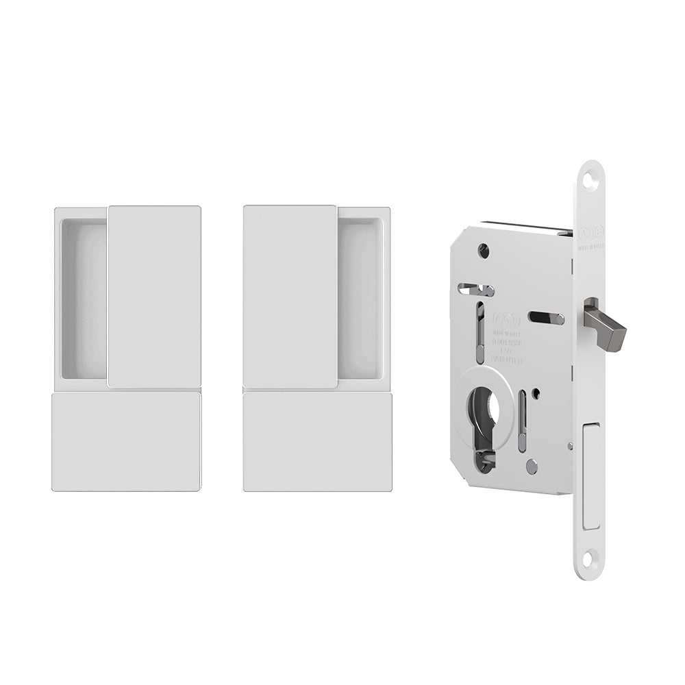 Atlantic AGB Wave Flush Pocket Door Handle & Euro Profile Lock Set - W