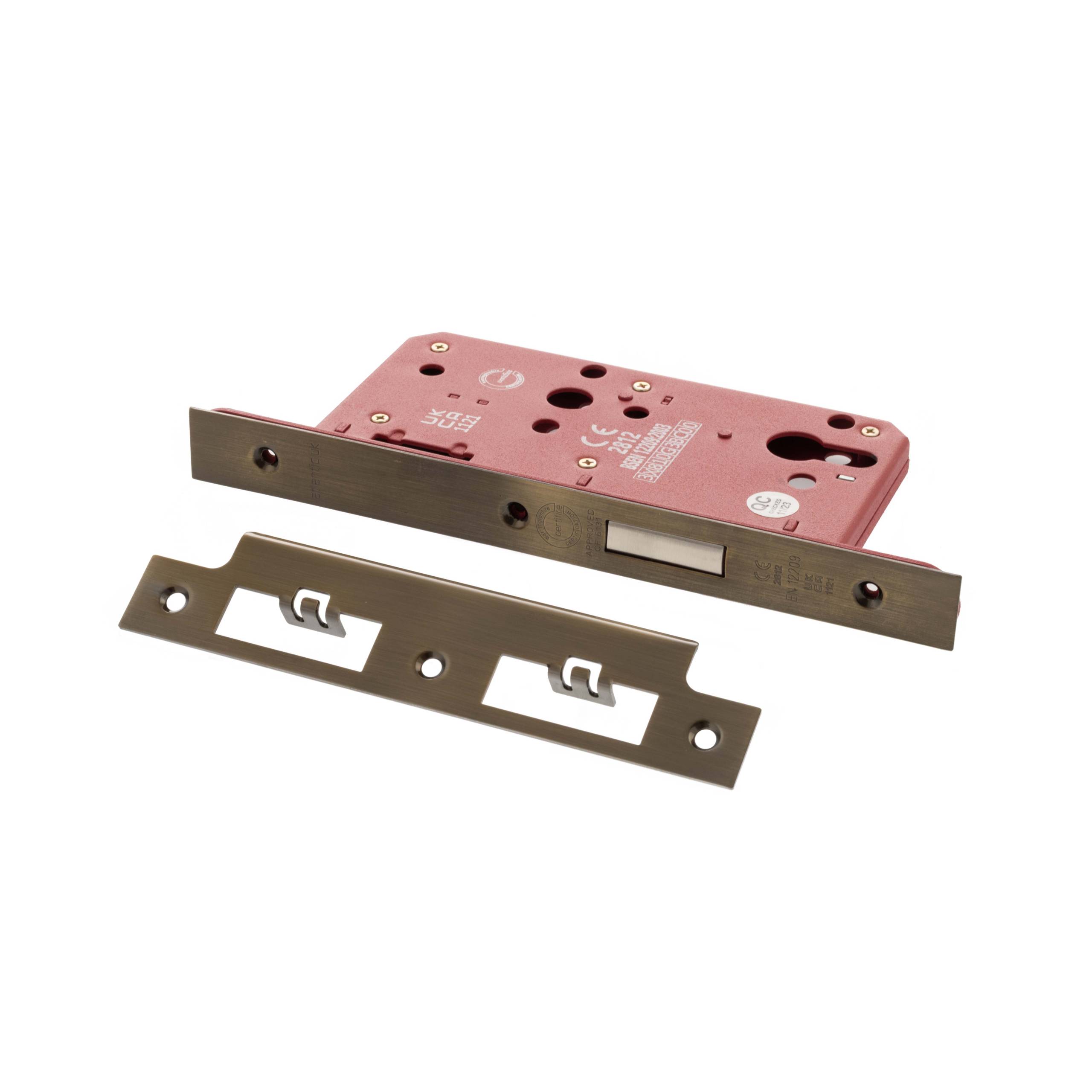 Atlantic DIN Euro Profile Deadlock Double Throw 60mm backset - Antique