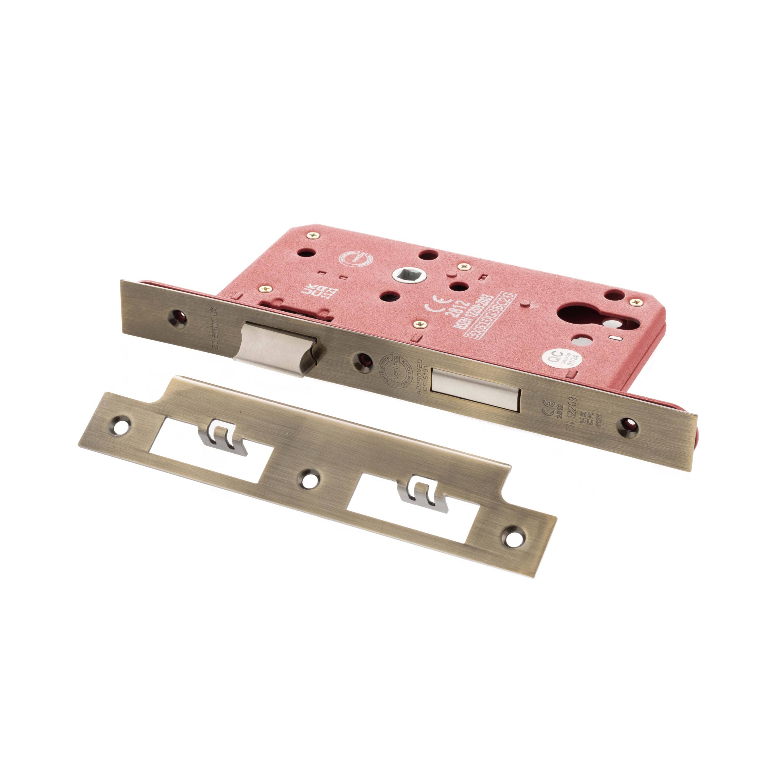 Atlantic DIN Euro Profile Sashlock Double Throw 60mm backset - Antique