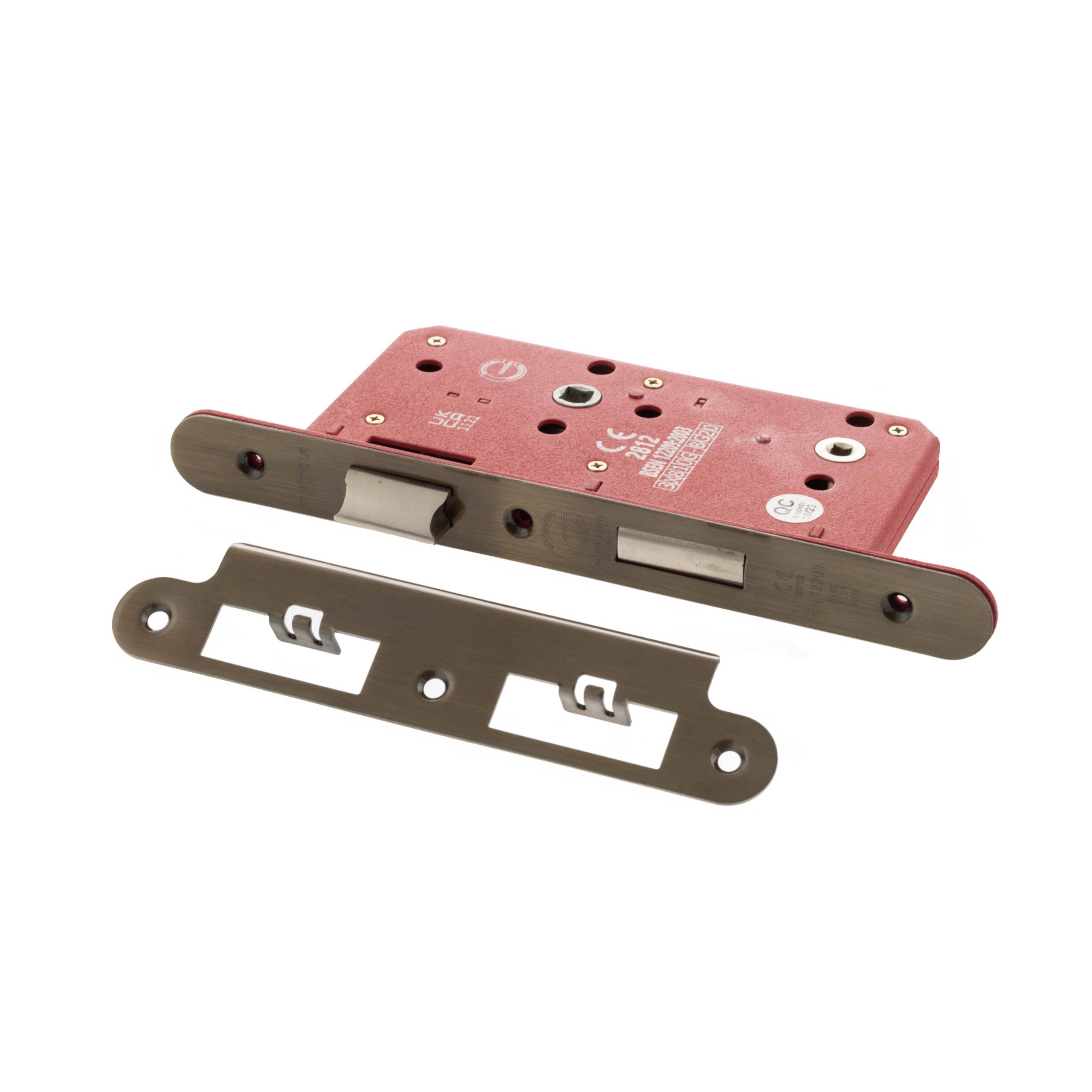 Atlantic DIN Radius Bathroom Lock Double Turn 60mm backset - Antique B