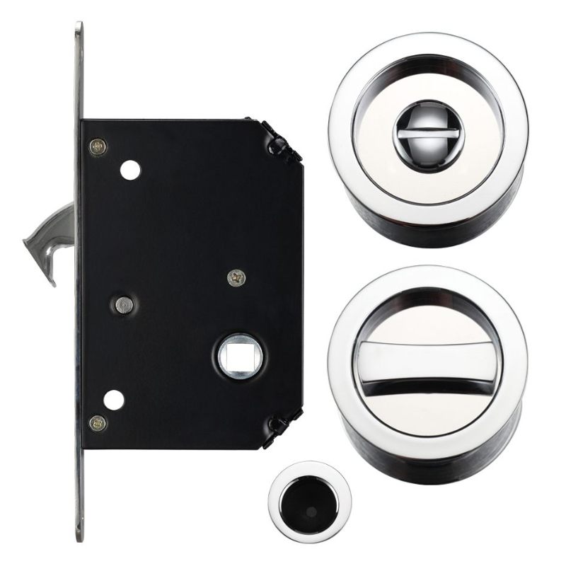 Zoo Sliding Door Lock Set - Suitable for 35-45mm Thick Doors-Polished