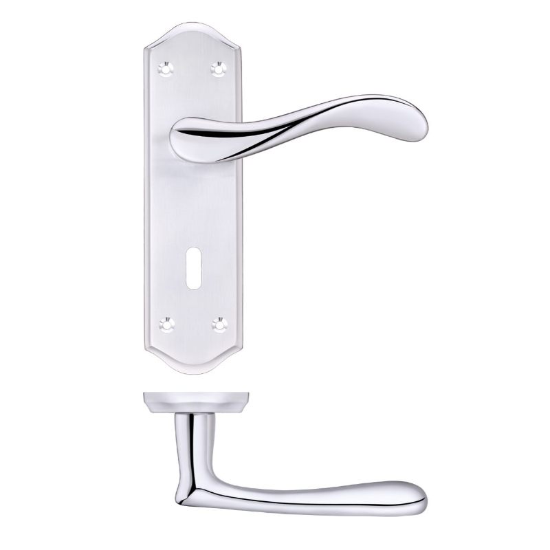 Zoo Project Asti Lever on Lock Backplate-Satin Chrome / Polished Chrom