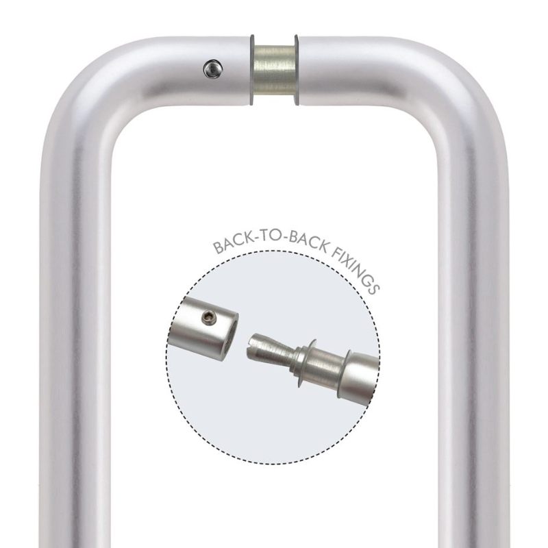 Zoo Pair of 19mm D Pull Handle 150mm c/w Back to Back Fixings-Satin Al